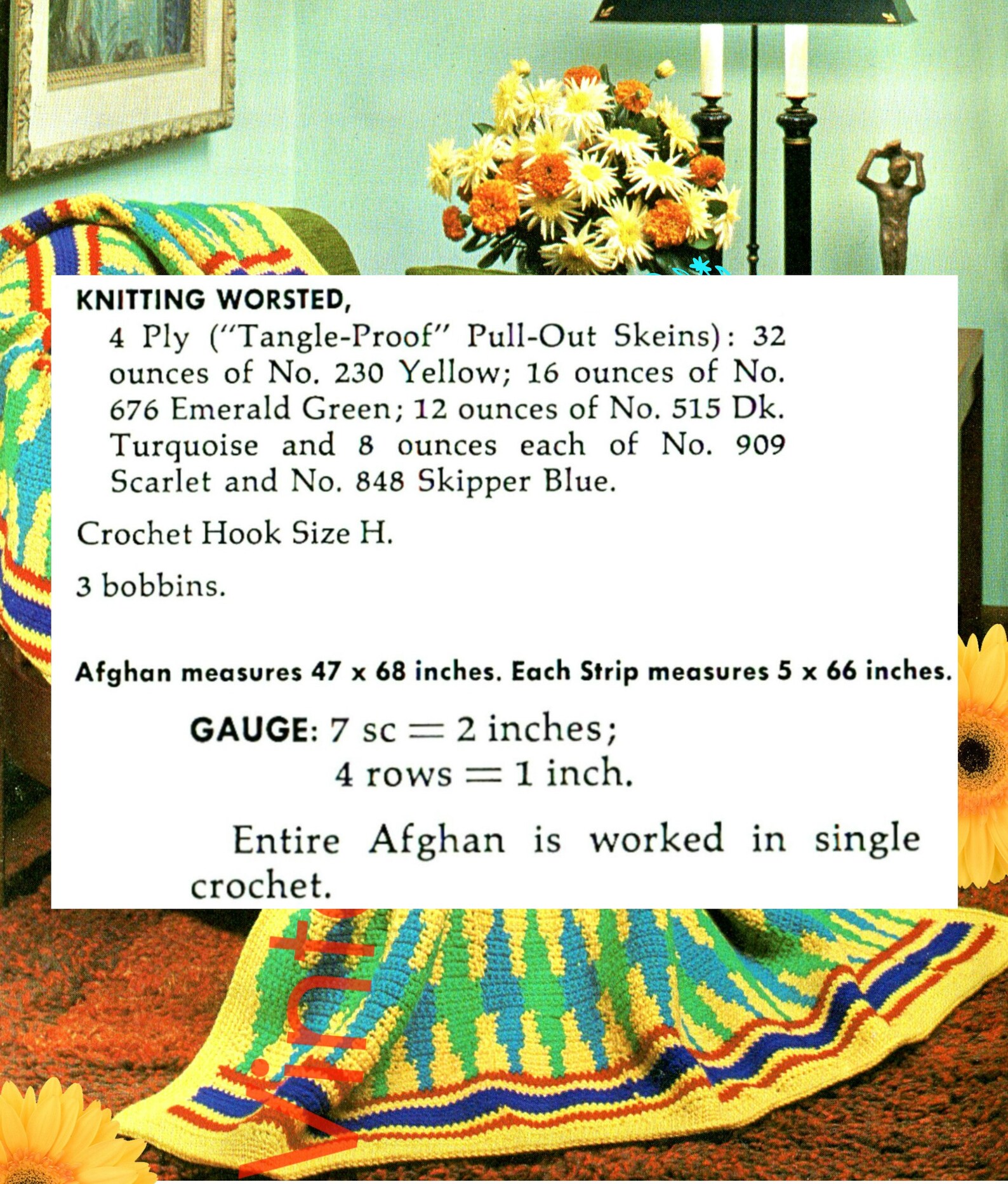 Sioux Indian Afghan Crochet PATTERN Vintage Afghan Pattern | Etsy