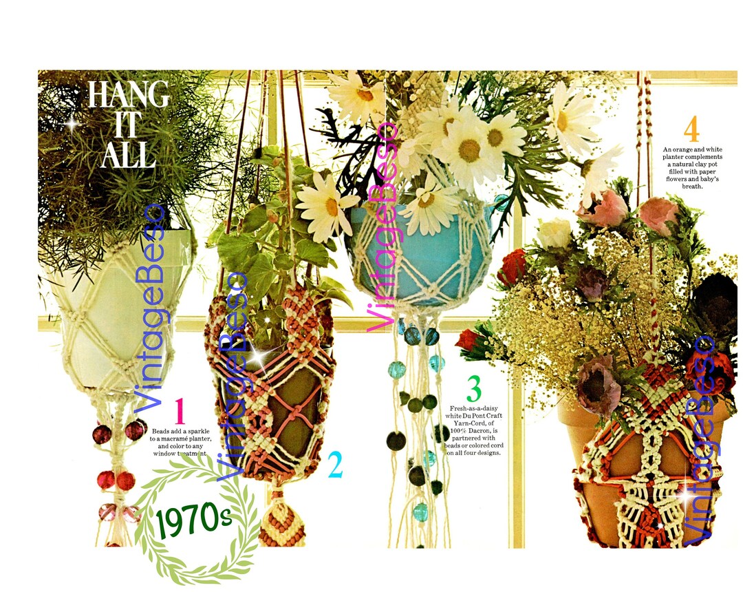 4 Patterns • Plant Hanger Macrame Pattern • Bohemian Home Decor ...