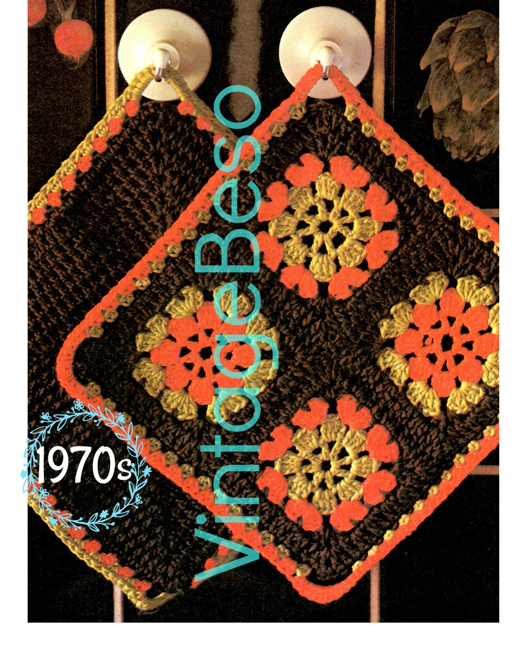 Granny Square Potholder Crochet Pattern Watermarked PDF Only - Etsy
