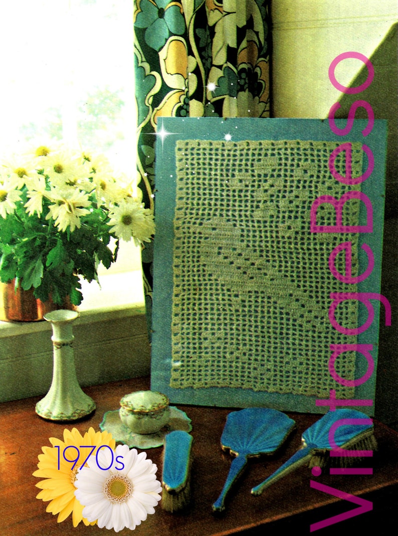 1970s Crochet Curtain Pattern • Retro Kitchen Cafe Curtains (PDF ...