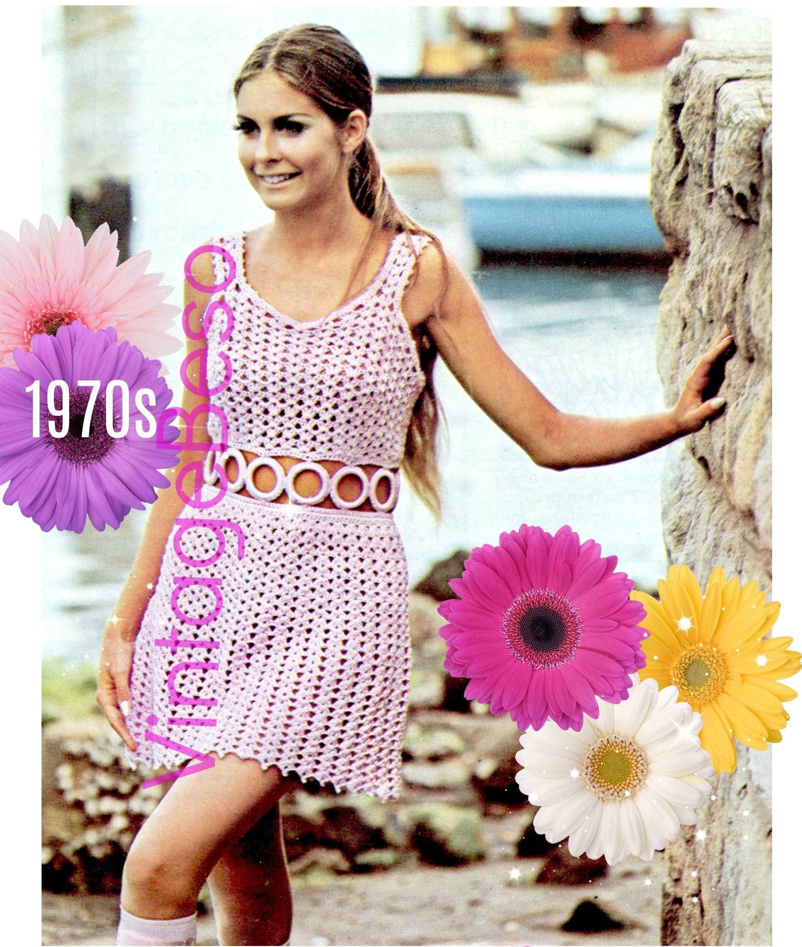 Dress Crochet Pattern Vintage 1970s Party Dress Crochet | Etsy