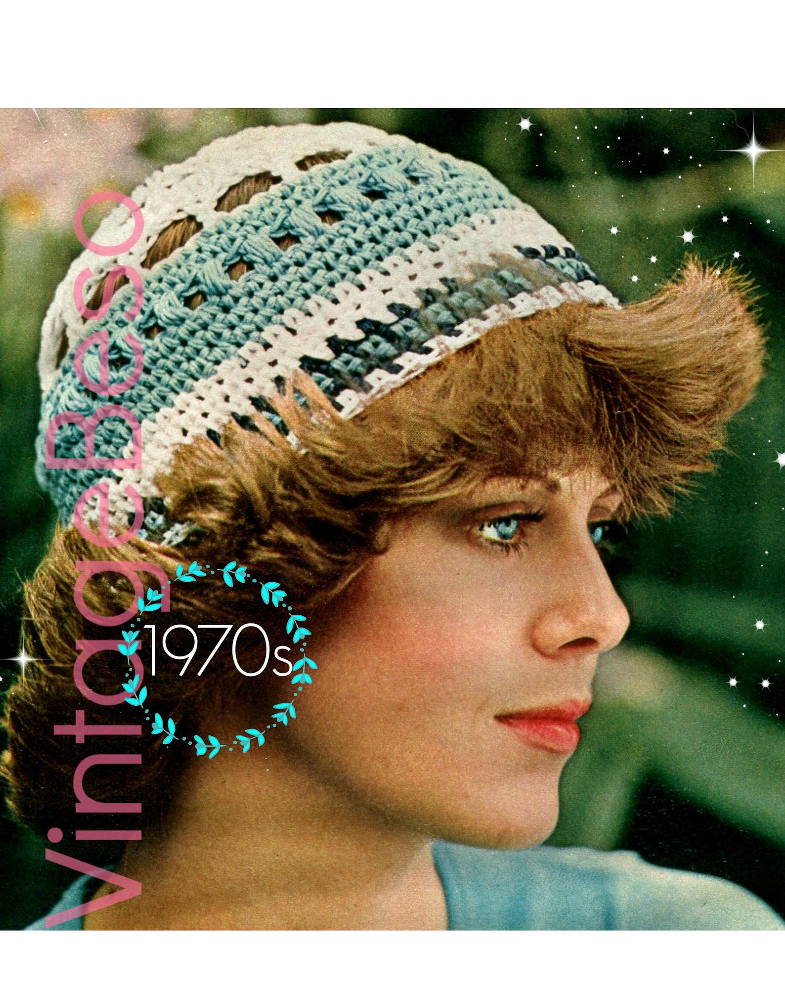 Cap Crochet PATTERN Vintage 1970s Hat Crochet Pattern Summer Wear Boho ...