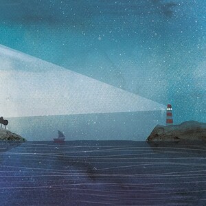 Lighthouse- at Night | Print 21x30 | Fantasy Illustration | Fantasy Art ...
