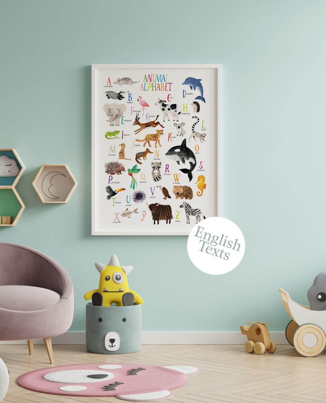 Animal Poster | 50x70 Poster | Animal Alphabet | A to Z Animals ...