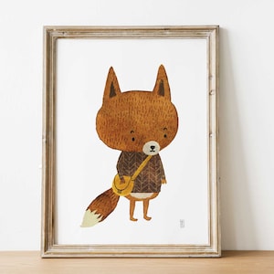 Back to School Fox Print Print A5 Foxes Drawings - Etsy