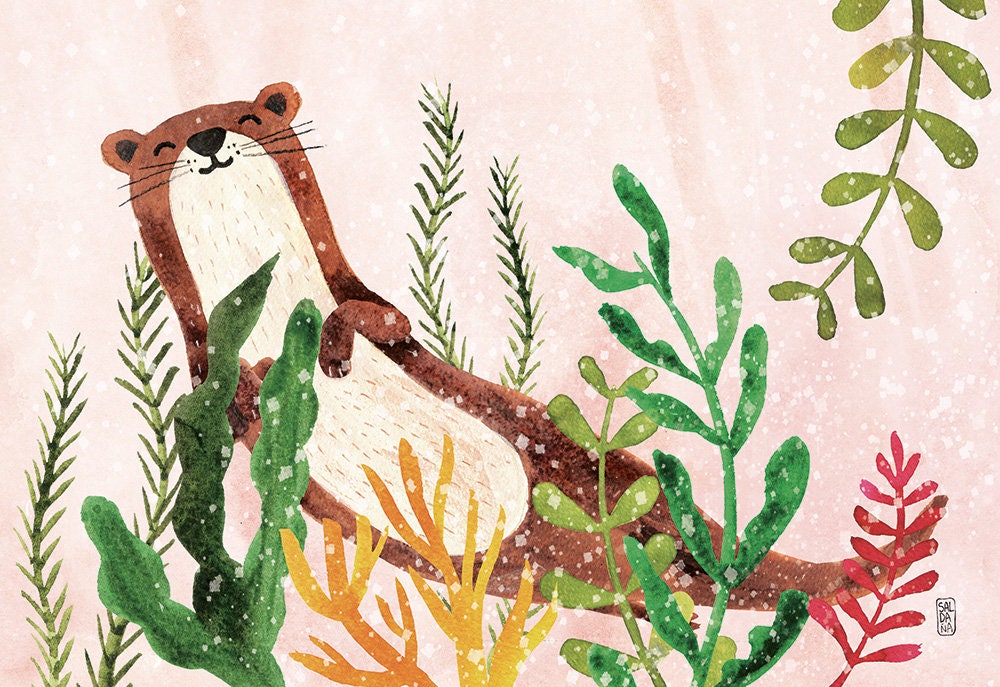 Ilustración La nutria feliz Print 21x30 Ilustracion | Etsy