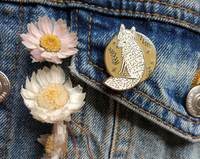 Arctic Fox Enamel Pin Cute Animal Pin Pin Badge Hard - Etsy