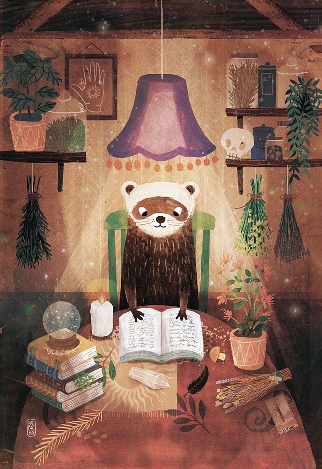 Illustration Night-time Reading | Print 21x30 | Ferret Illustrations ...