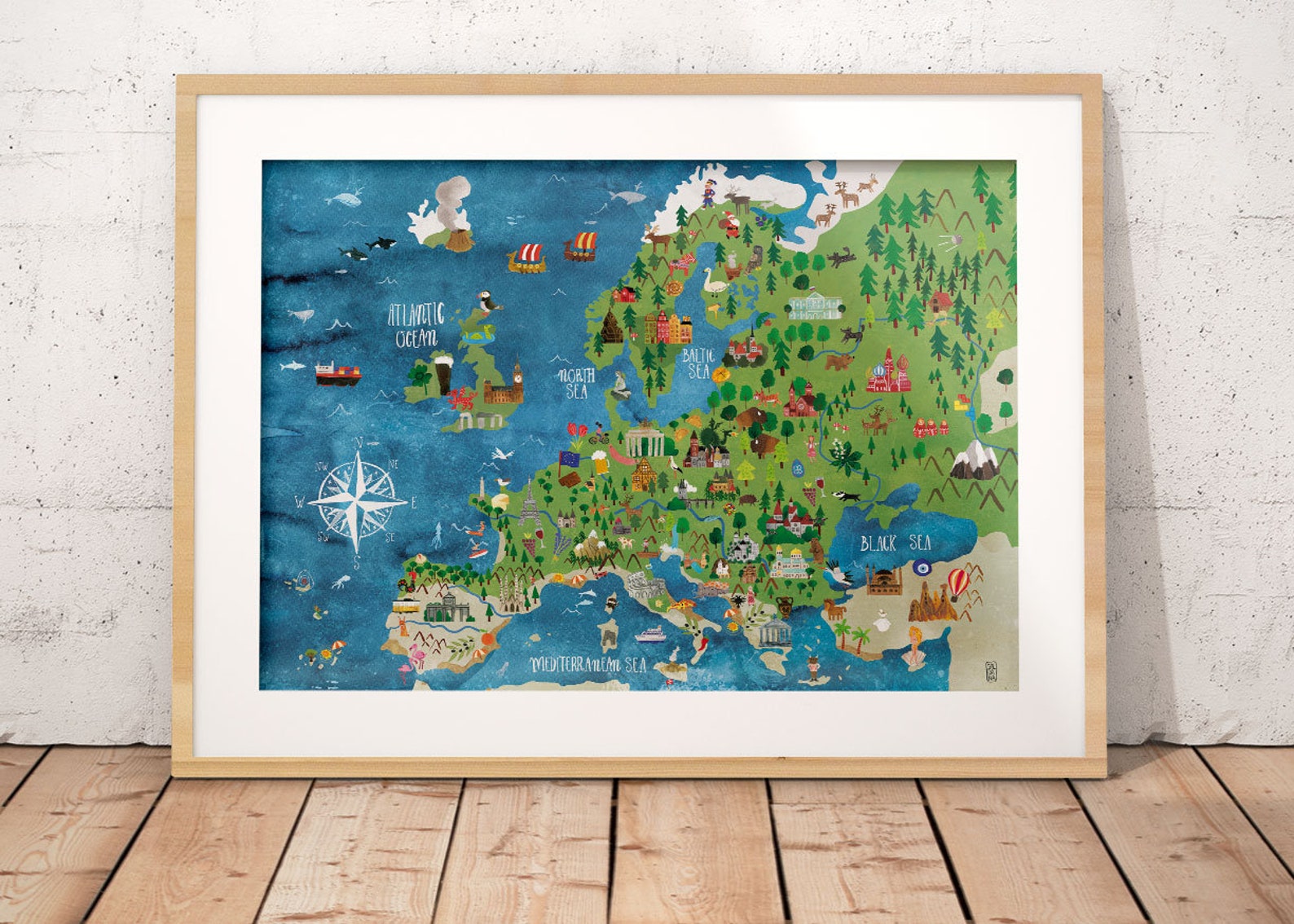 Europe Map Poster Map Wall Art 50x70 Cm Nursery Art - Etsy