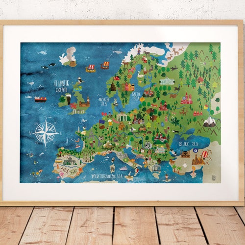 Europe Map Poster Map Wall Art 50x70 Cm Nursery Art - Etsy