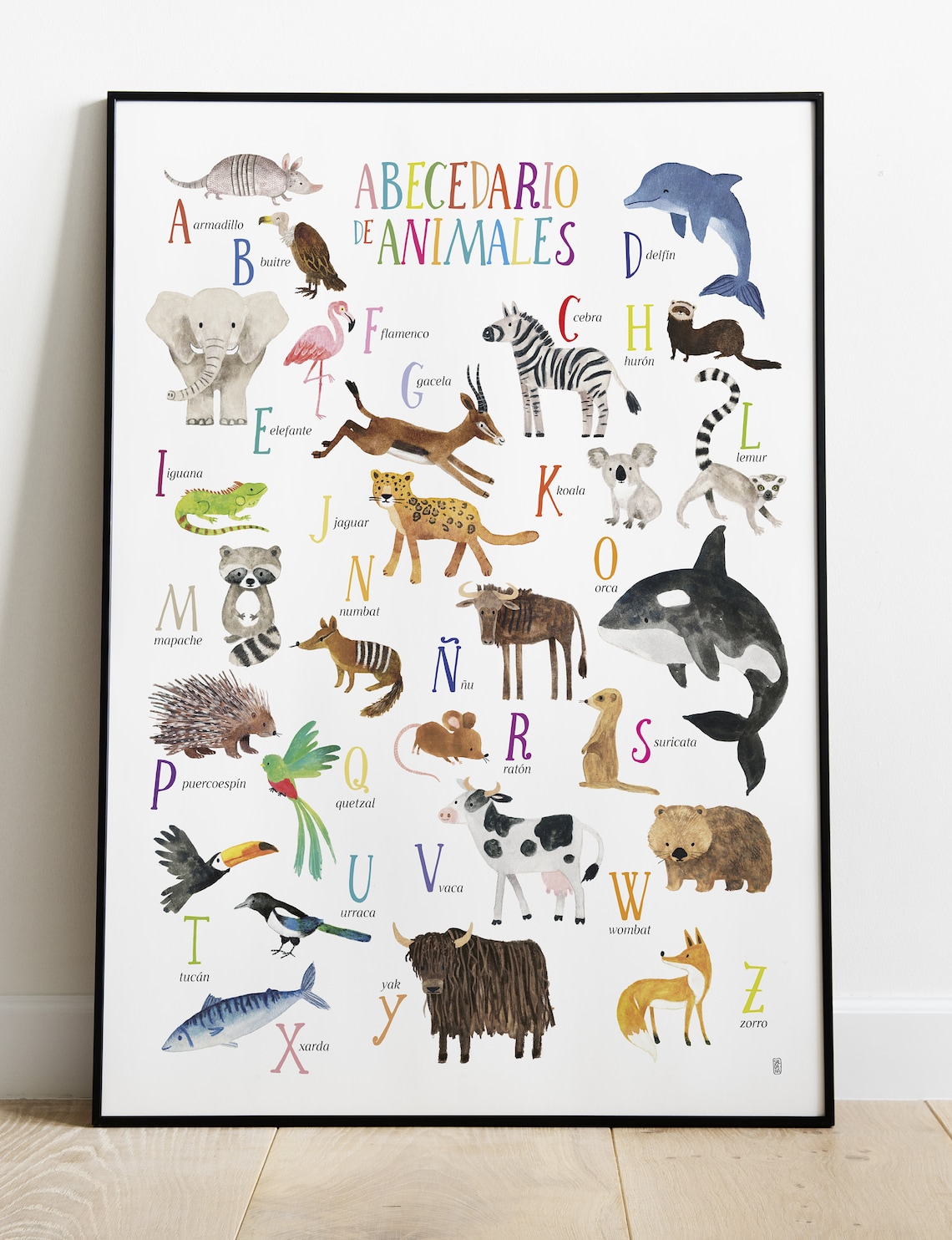 Poster Abecedario de Animales Poster 50x70 Print A3 - Etsy España