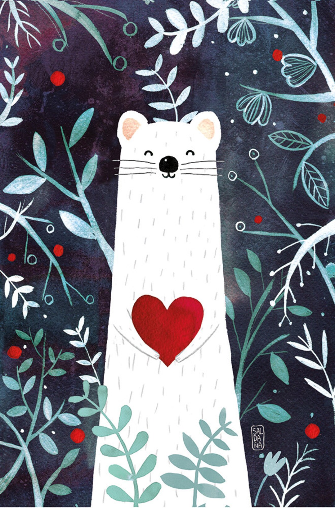 Valentines Day Print Print 21x30 Cute Animal Illustration Cute Animals ...