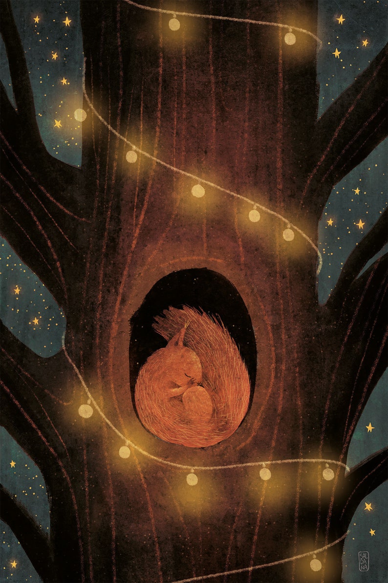 Good Night Print | Print 21x30 | Children Illustration | Squirrel ...
