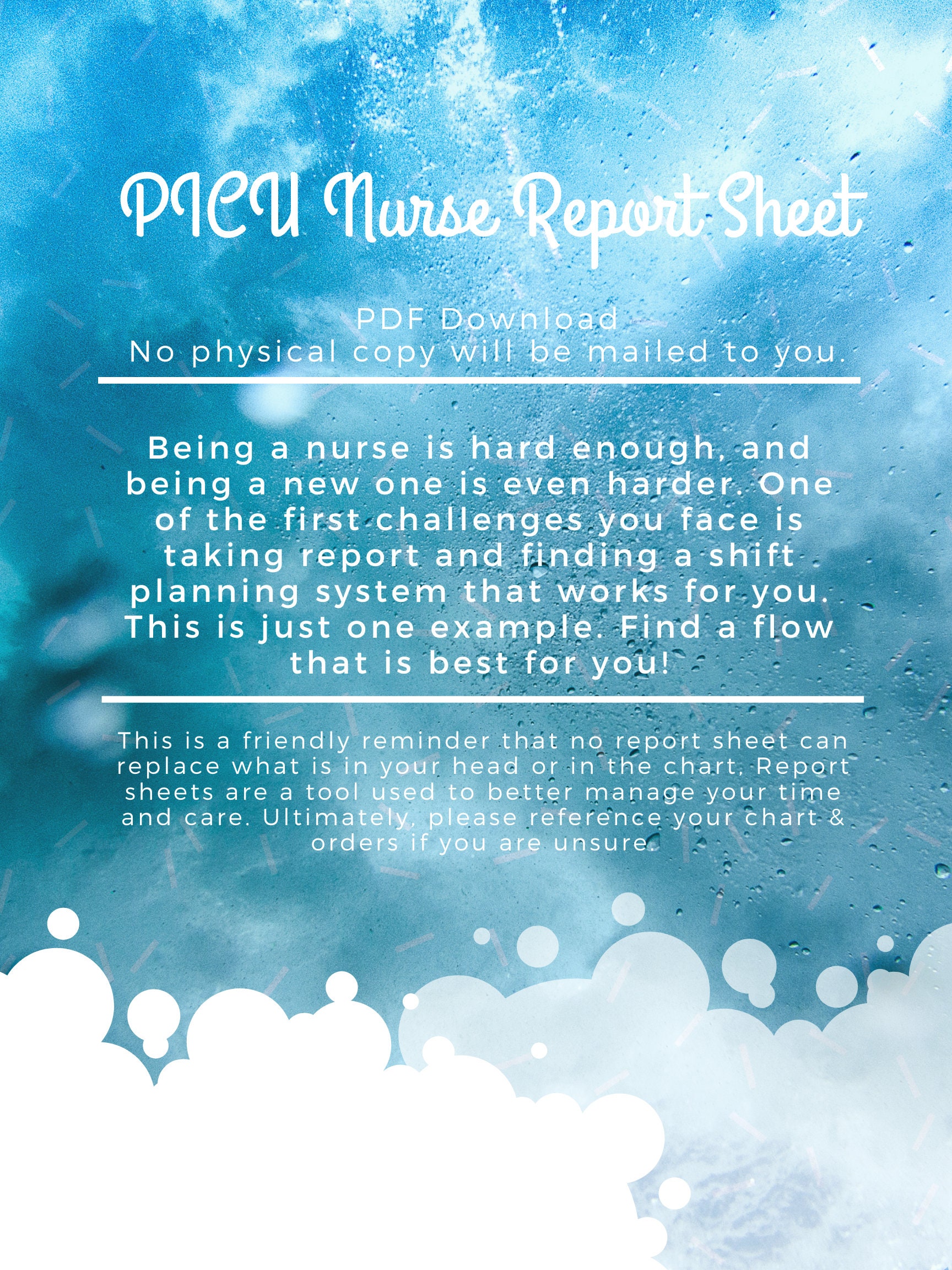 PICU Nurse Report Sheet, Pediatric ICU, Pediatric Intensive Care Unit ...