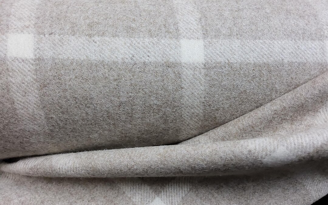 Wool Plaid Fabric by Architex Hawes Natural, Good for Upholstery, Drapery, Bedding, Pillows, 54 ...