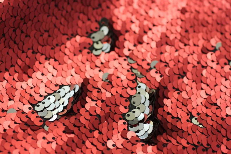Mermaid Reversible Fabric Matt Red & Silversparkle Sequins | Etsy