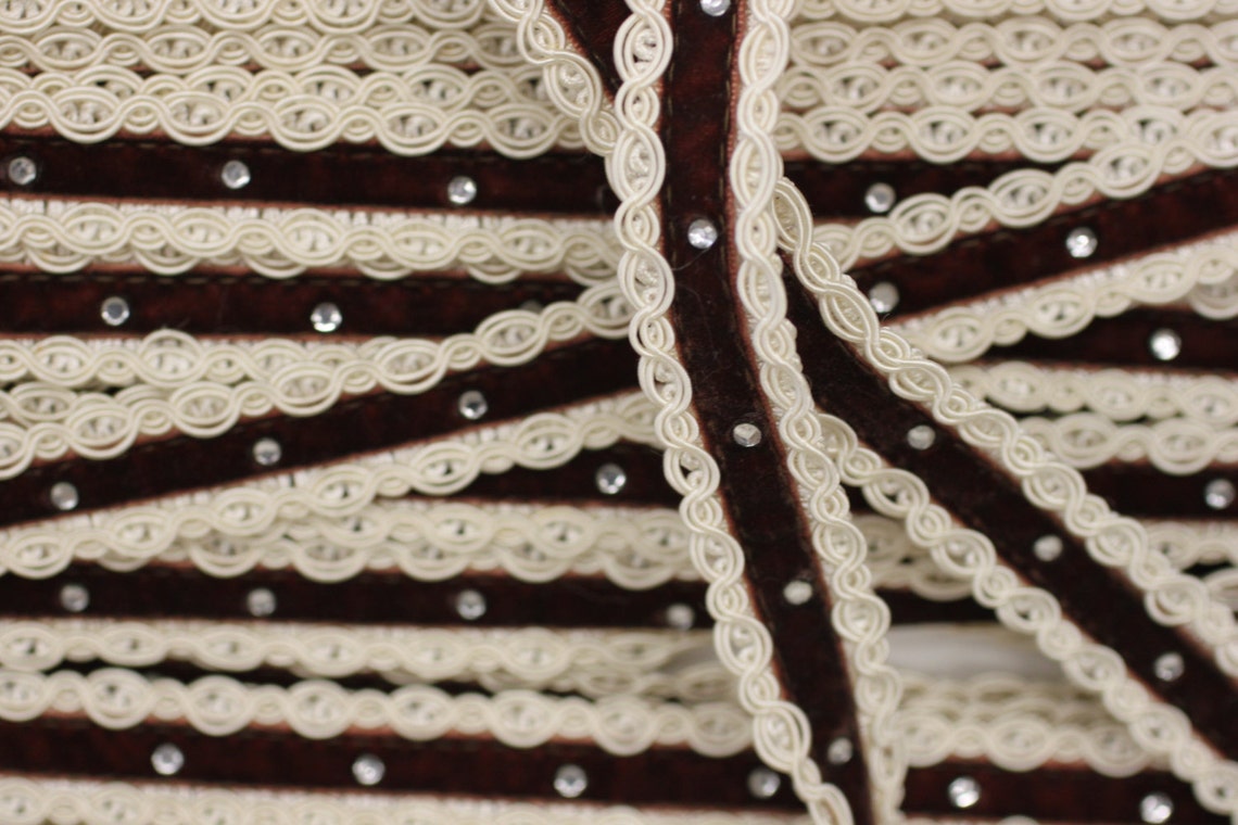 Jemma-cream Gimp W/velvet in Center W/rhinestone for Drapery | Etsy