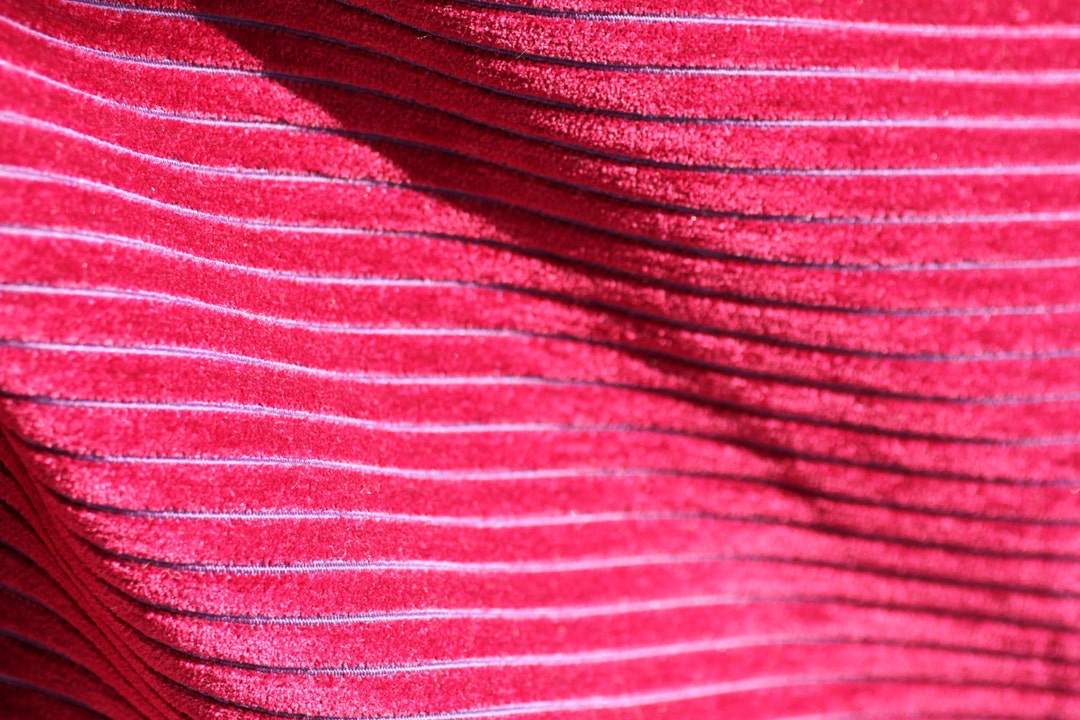 FABRIC, Upholstery & Draper'y Stripe Velvet Burgundy, Use Upholstery ...