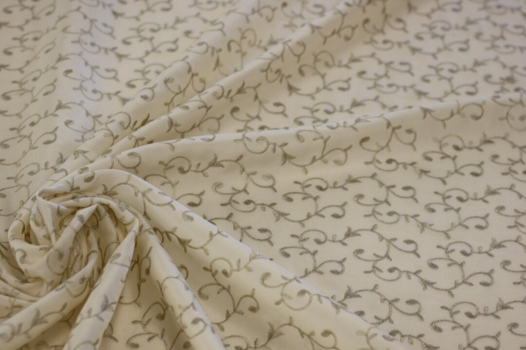 FABRIC Embroidered Scroll Fabric, for Drapery, Bedding, Dress, Decor ...