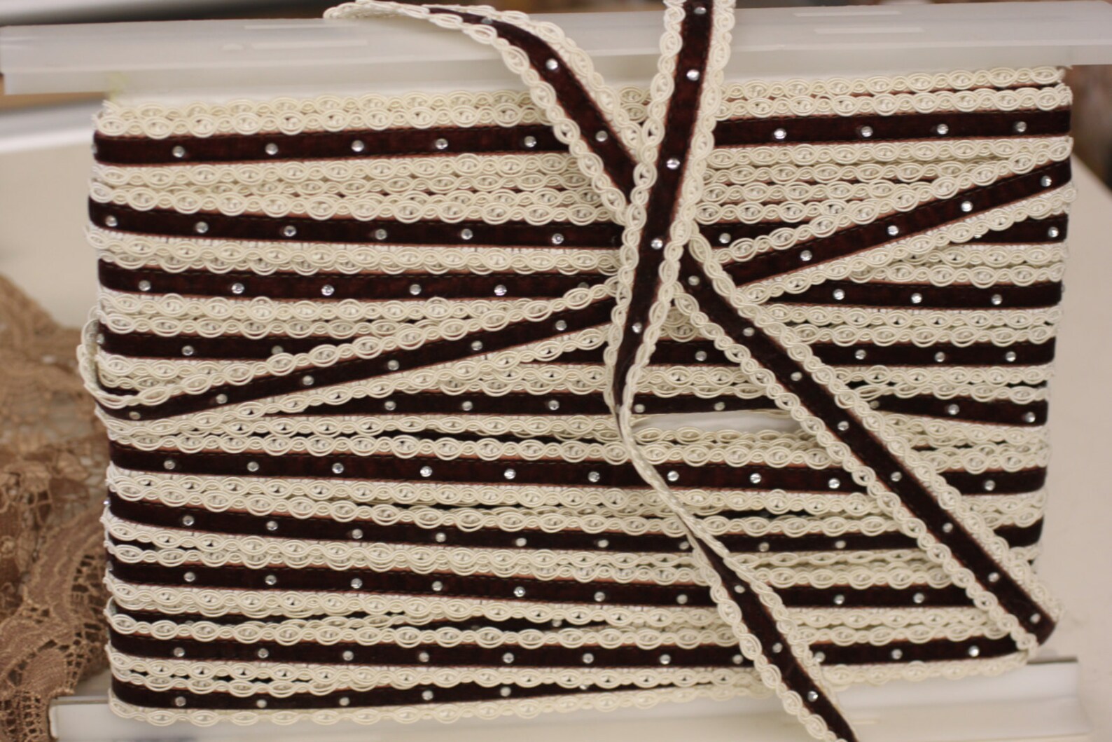 Jemma-cream Gimp W/velvet in Center W/rhinestone for Drapery | Etsy