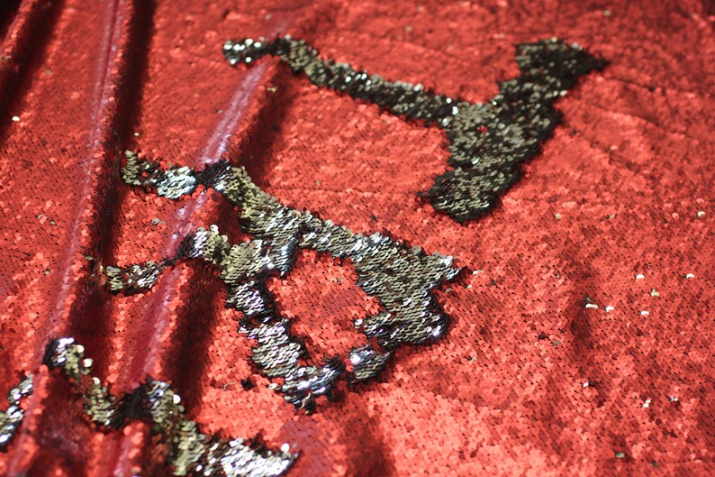Mermaid Reversible Fabric Matt Red & Silversparkle Sequins | Etsy