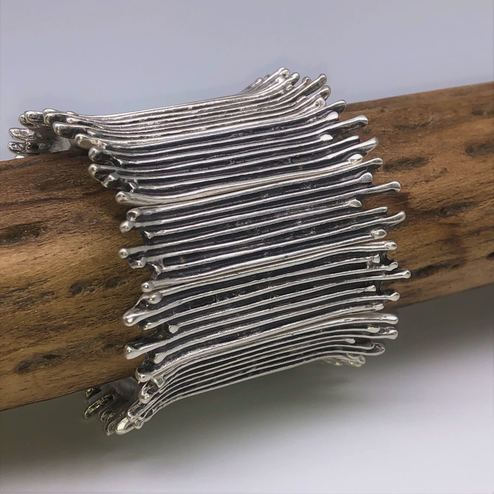 Handmade Spiky Cuff Bracelet, Original, (non-allergic) Silver and Zinc ...