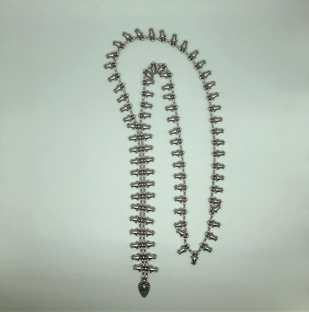Handmade Silver and Zinc Long Chainmail Tribal Necklace Ethnic ...