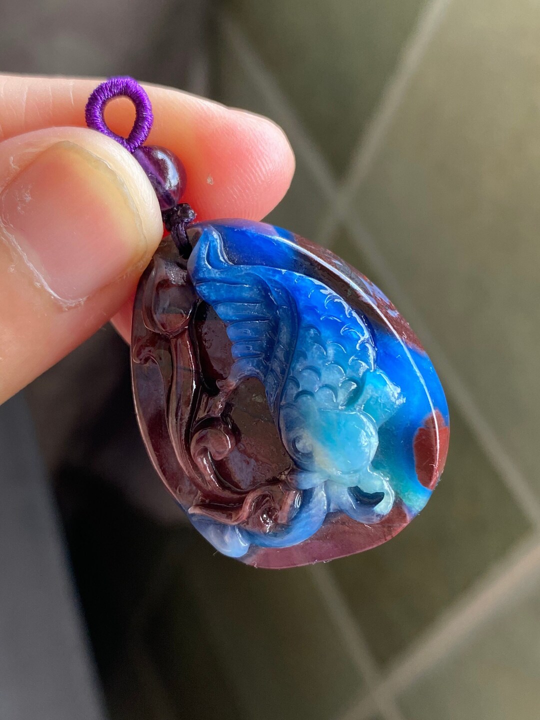 Blue Sugilite Carving Pendant South Africa Sugilite - Etsy