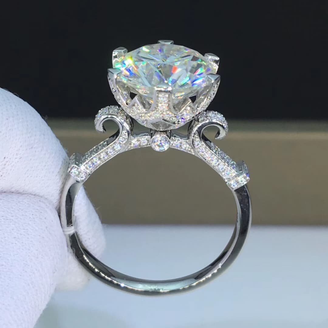18k White Gold Moissanite Engagement Ring Classic Ring 5 Ct Moissanite ...