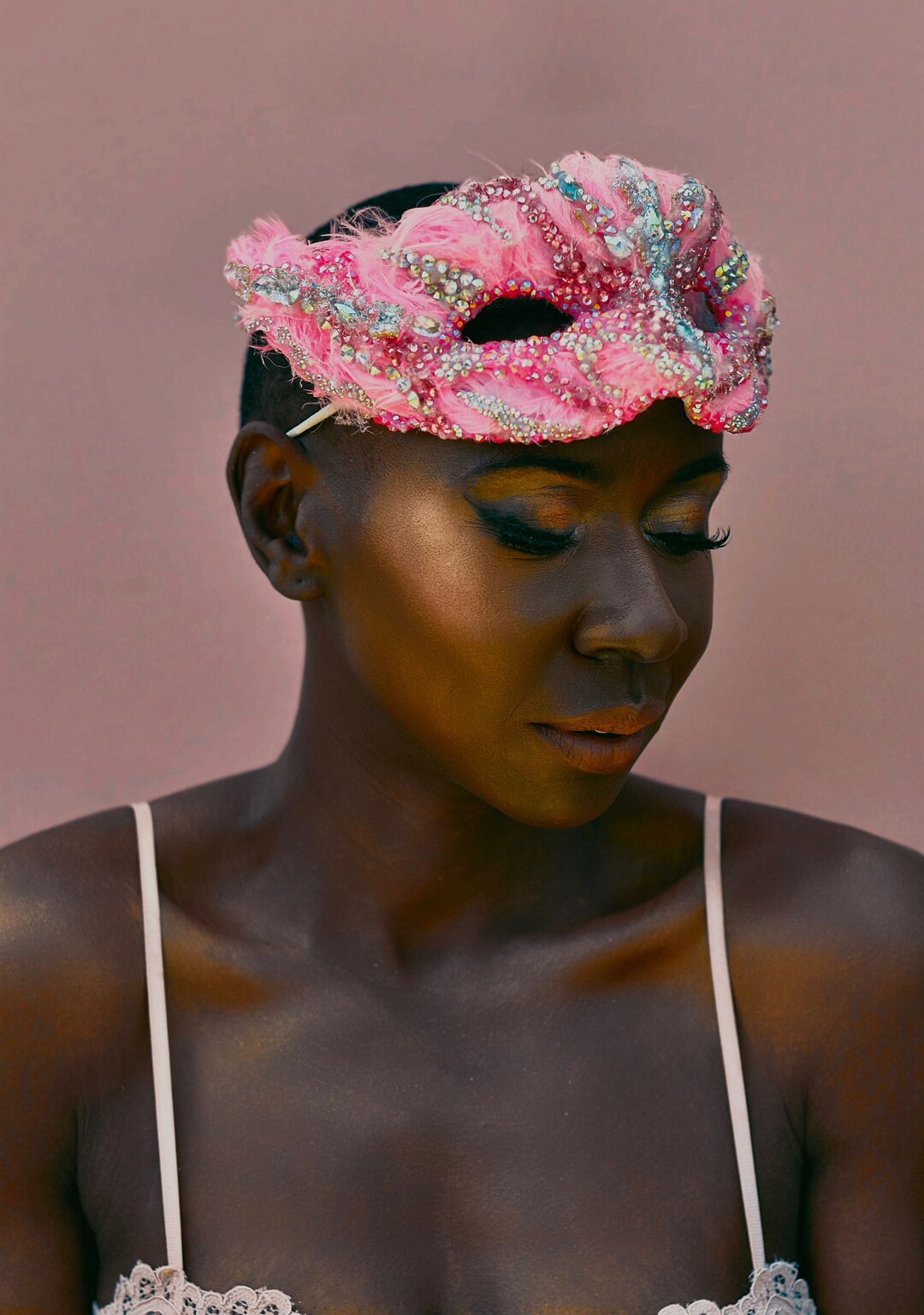 Pink Dreams Masquarade Mask, Neon Pink Mask, Pink Feathers Mask ...