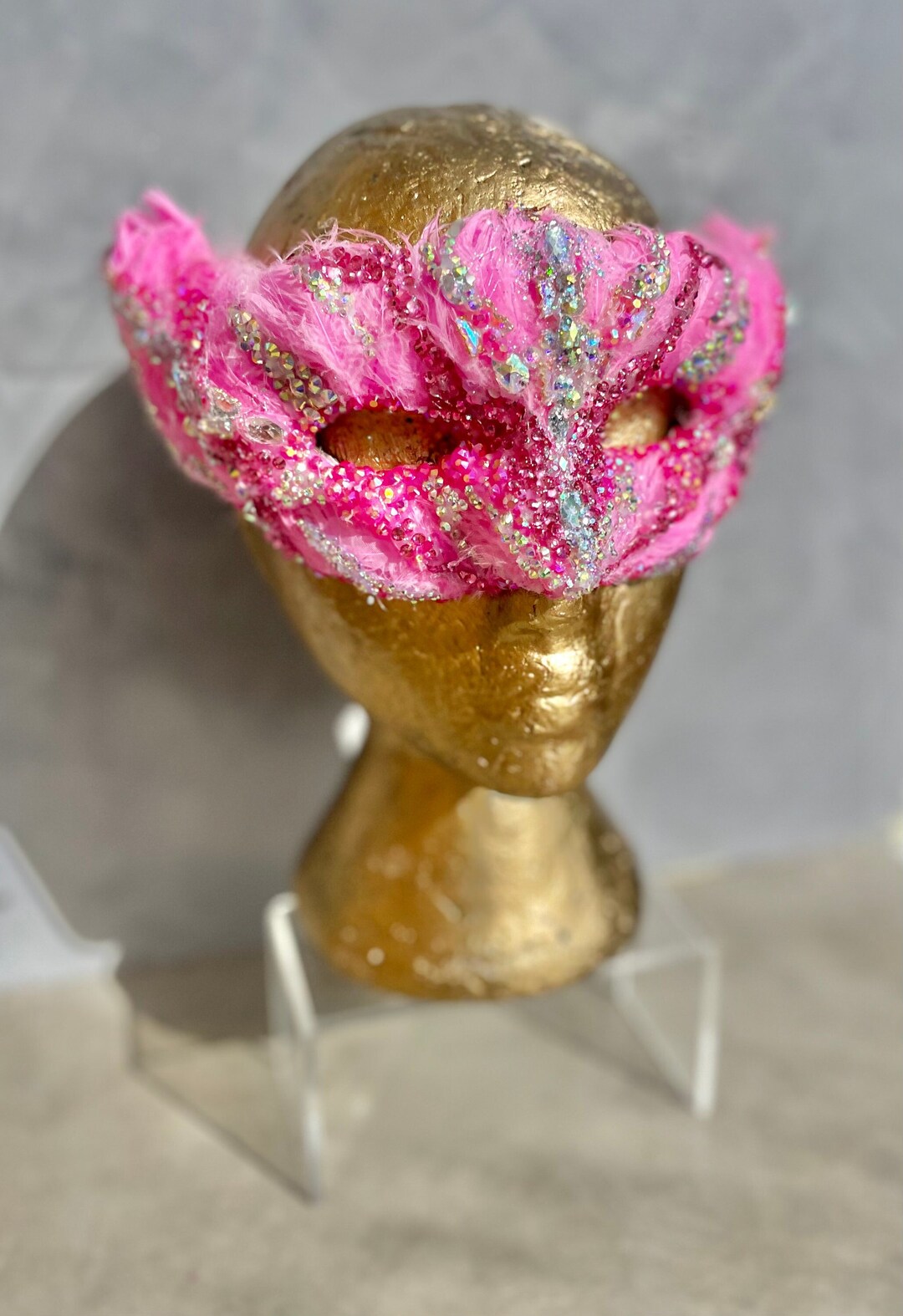 Pink Dreams Masquarade Mask Neon Pink Mask Pink Feathers - Etsy