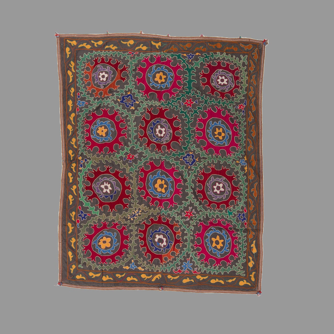 Uzbek Central Asian SUZANI Cover Wall Hanging 4'8x6'0/143x183 Cm FREE ...