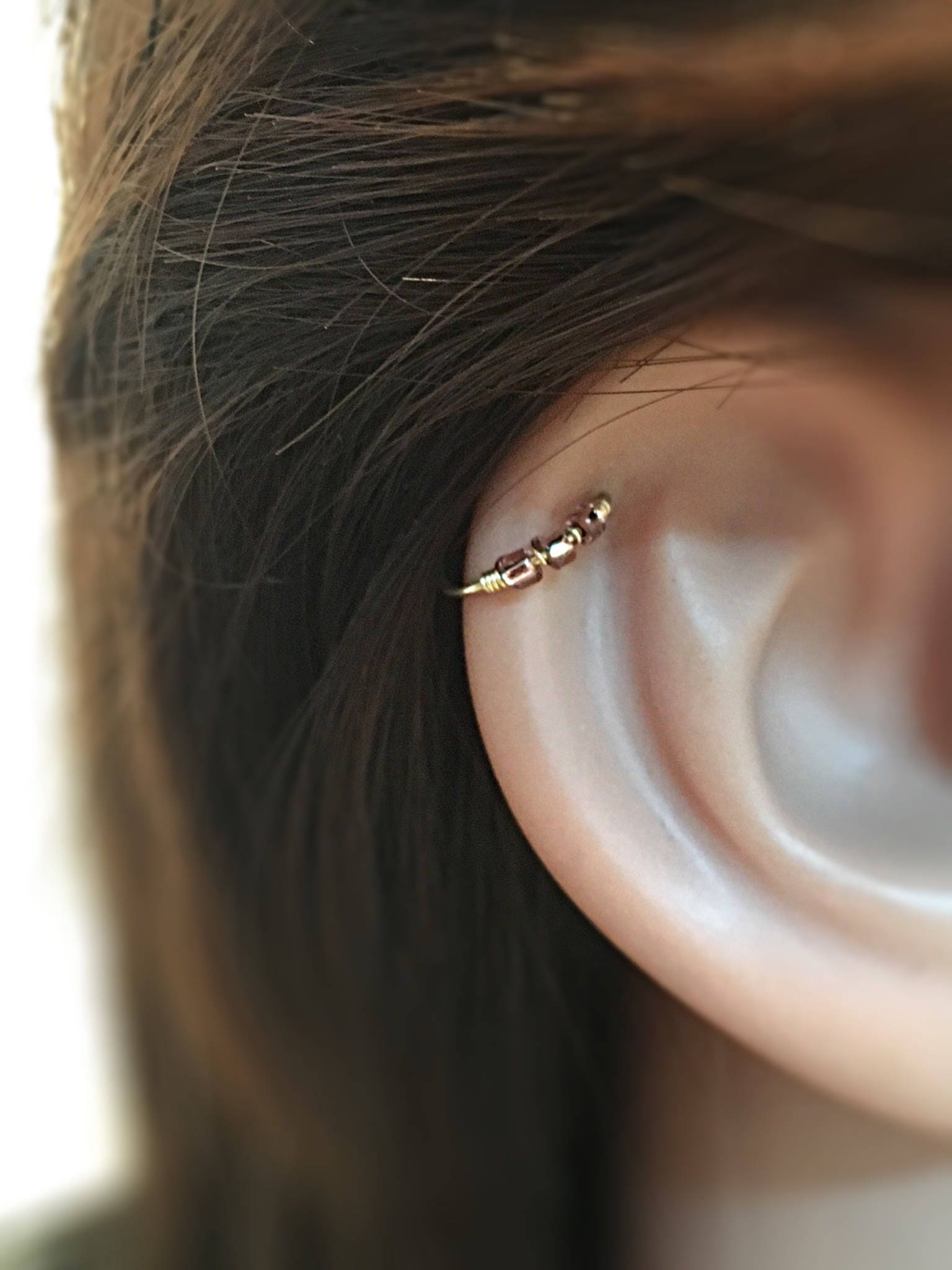 14K Solid Gold Tiny Hoop Helix Ring helix piercing forward | Etsy