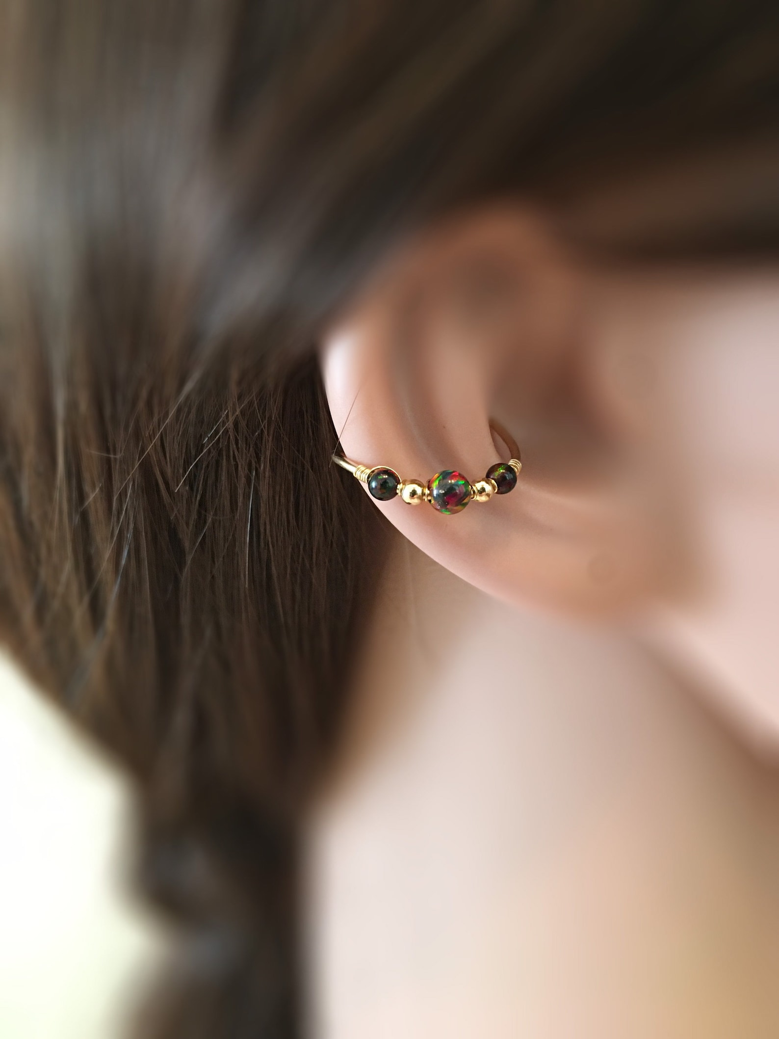 Conch Earring Hoop Gold 9K 14K Conch Hoop Earring Opal 18K - Etsy