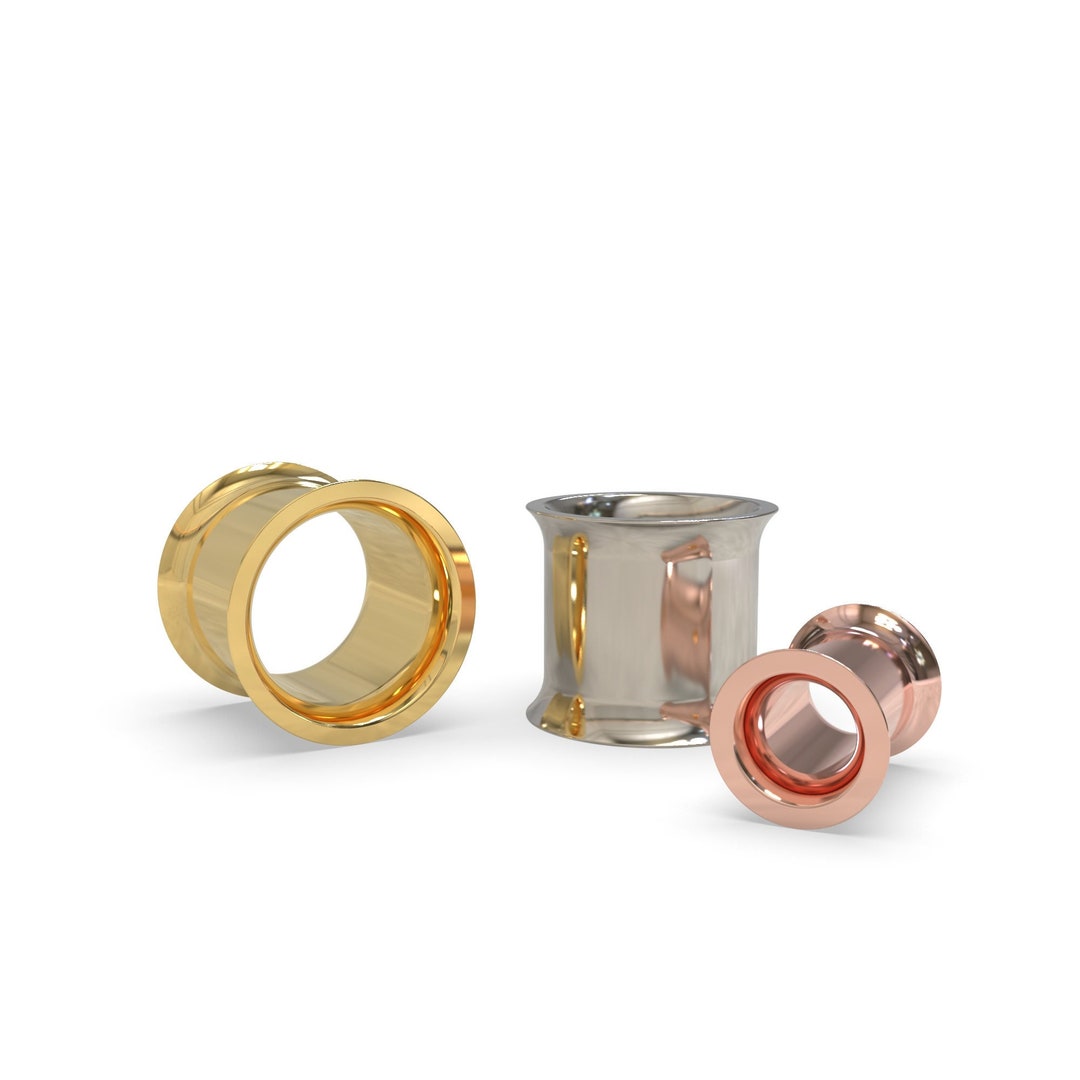 Gold Ear Tunnels and Plugs, Gauge Earrings 2g, Plug Tunnel Earrings ...