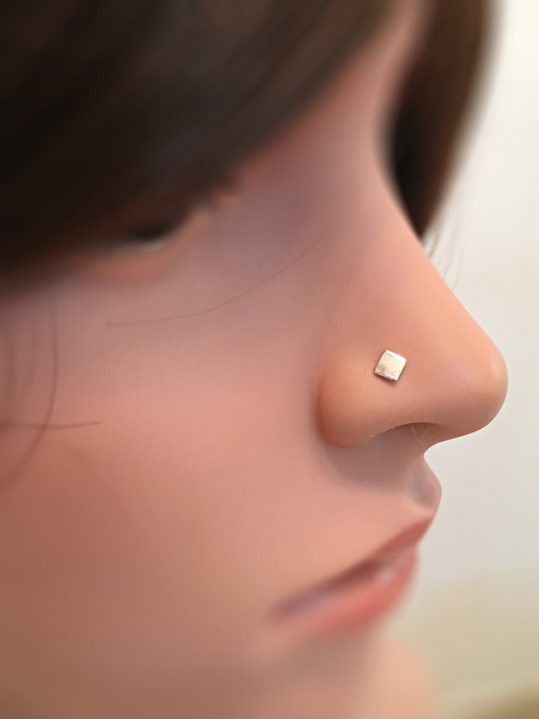 Geometric Nose Stud, Silver Nose Stud, Tiny Nose Stud, Square Nose Stud ...