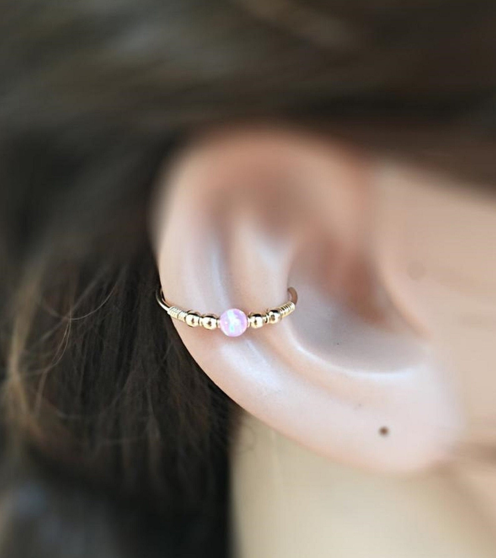 Conch Earring Hoop Gold 9K 14K Conch Hoop Earring Opal 18K - Etsy