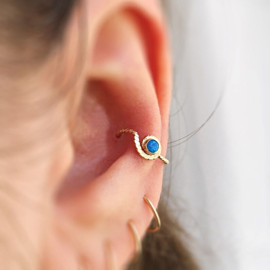 Opal Conch Ring, 14k Piercing Jewelry, Conch Earring 16g, Opal Jewelry ...
