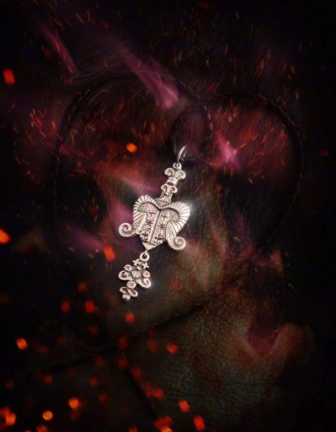 Erzulie the Love Loa Veve Pendant, 925 Sterling Silver Jewelry, Freda ...