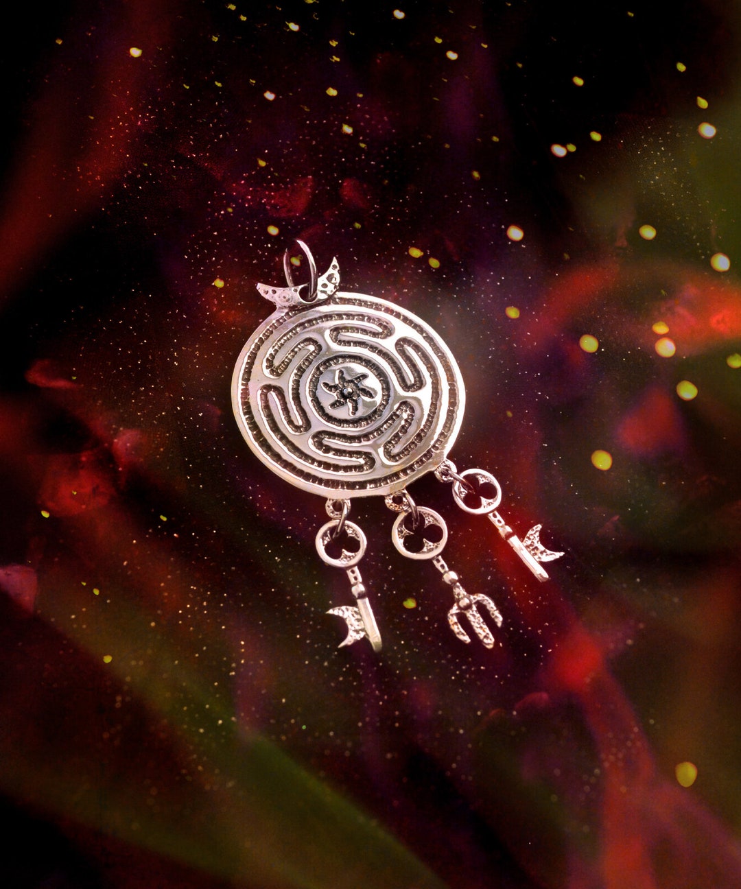 Hekate's Sacred Key Ring Pendant, 925 Sterling Silver, Hecate, Wheel ...