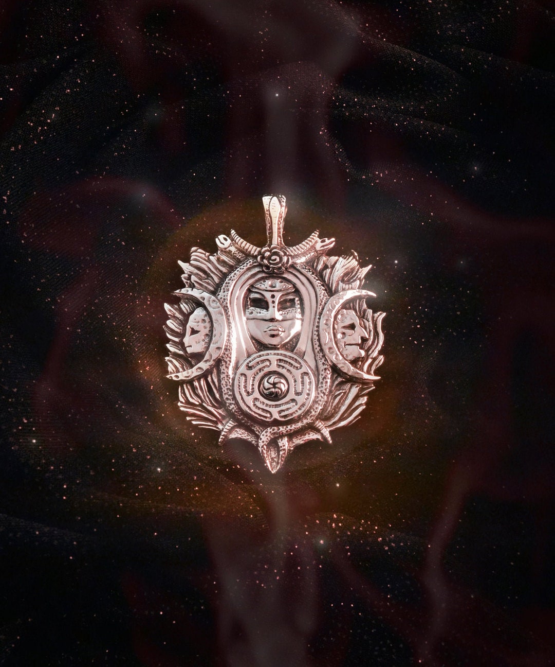 Hekate Triformis Pendant, 925 Sterling Silver, Hecate, Wheel, Snake ...
