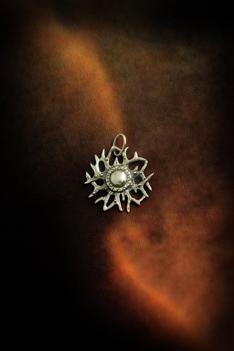 The Horned Sun Pendant 925 Sterling Silver Solar God | Etsy