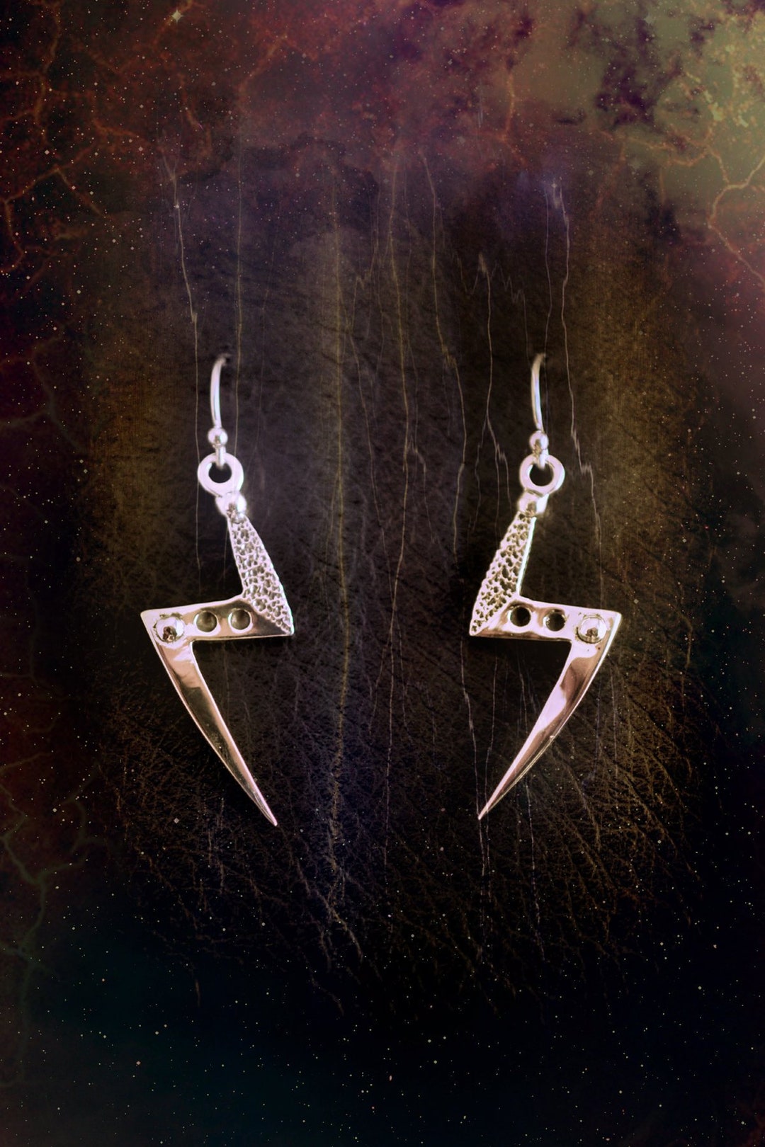 Silver Lightnings earrings, 925 sterling silver, thunder, shamanic ...