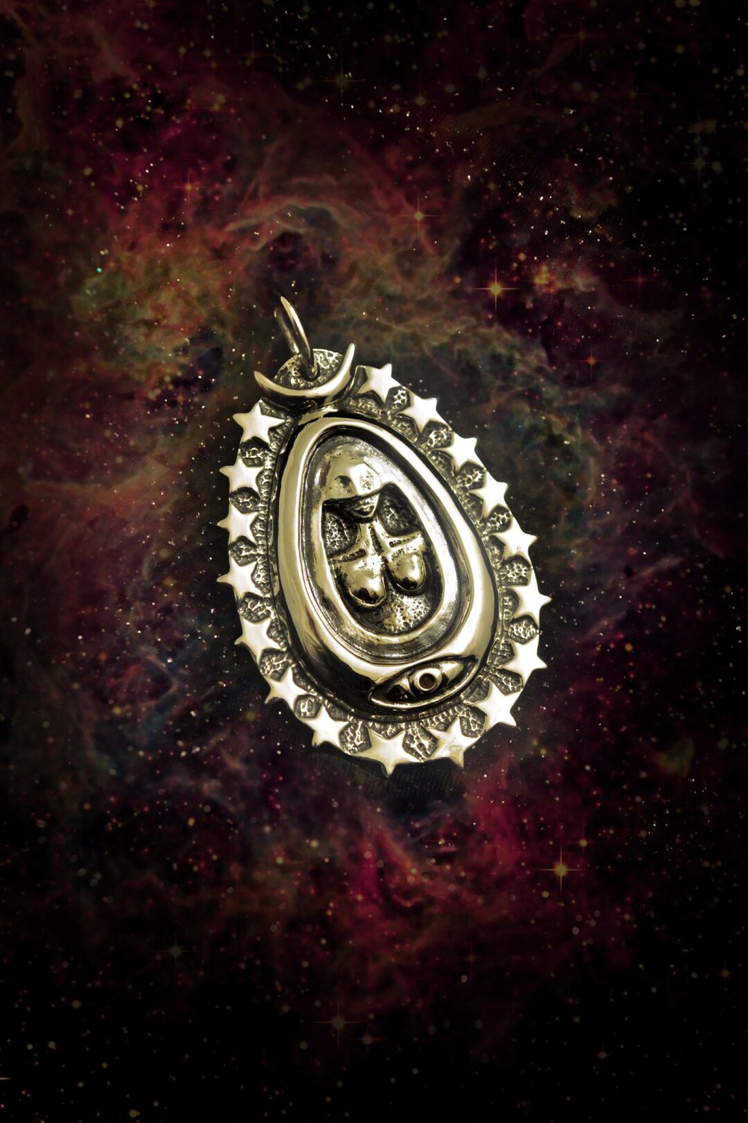 Nyx the Primordial Night Pendant, 925 Sterling Silver, Nuit, Nut, Eye ...