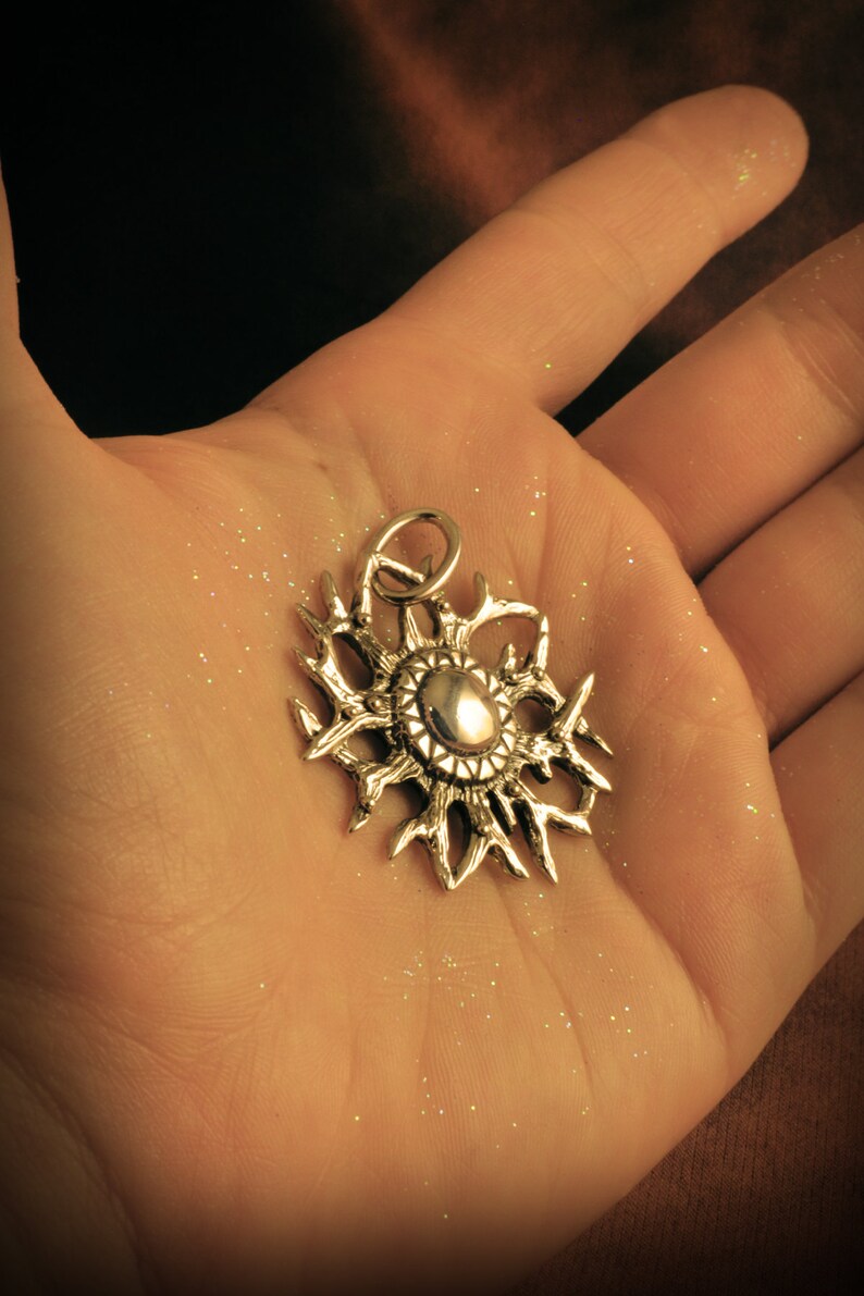 The Horned Sun Pendant 925 Sterling Silver Solar God | Etsy
