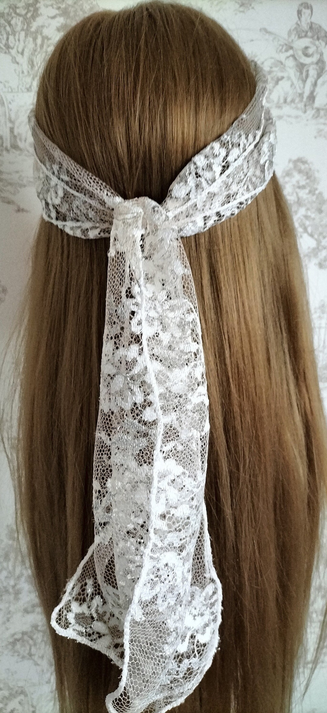 Lace Scarf Champagne Ivory Silver Hair Women Headband Accessory ...
