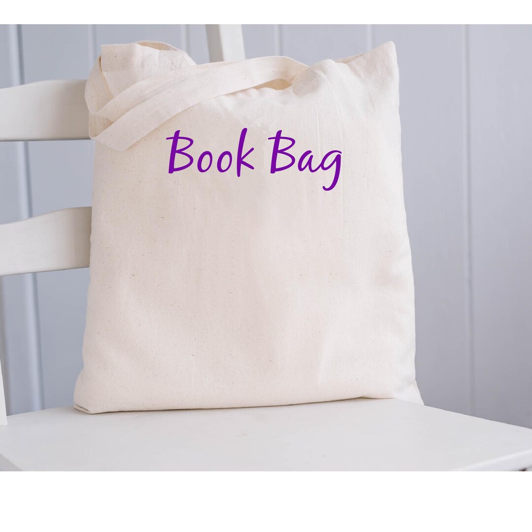Embroidered Book Bag Basic Book Tote Library Tote Bag Book Club Gift ...