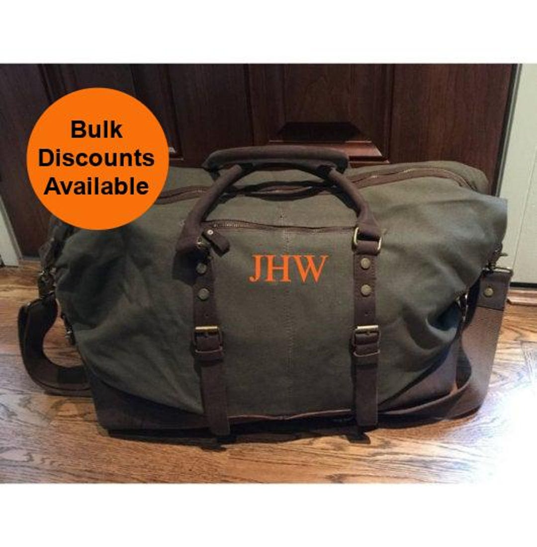 Canvas Duffle Bag With Initials Personalized Weekender Bag Monogrammed ...