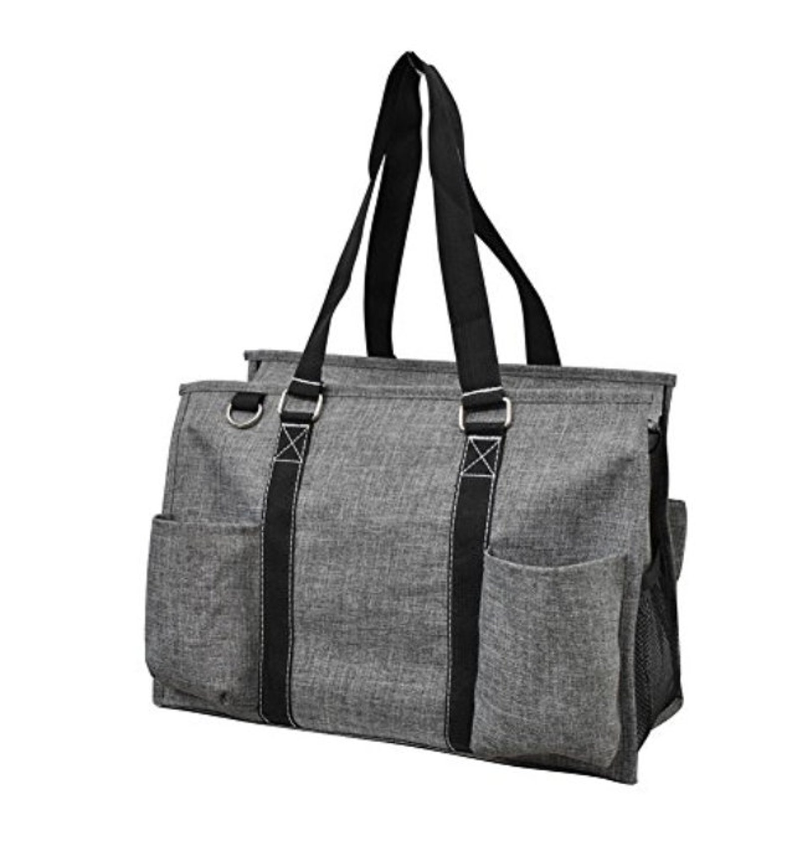 Large Tote With Name Embroidered Zippered Tote Bag | Etsy