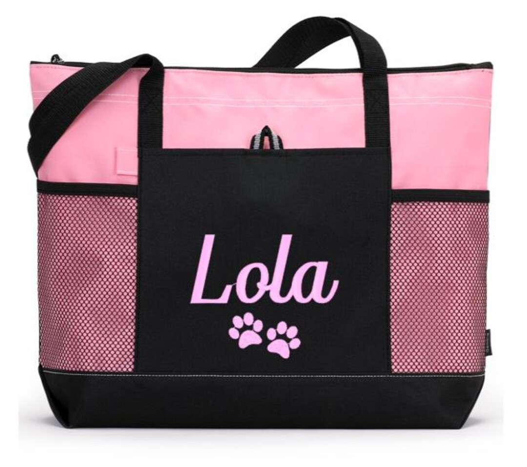 Personalized Dog Bag Travel Tote Monogram Design Paw Print Pet Carrier ...